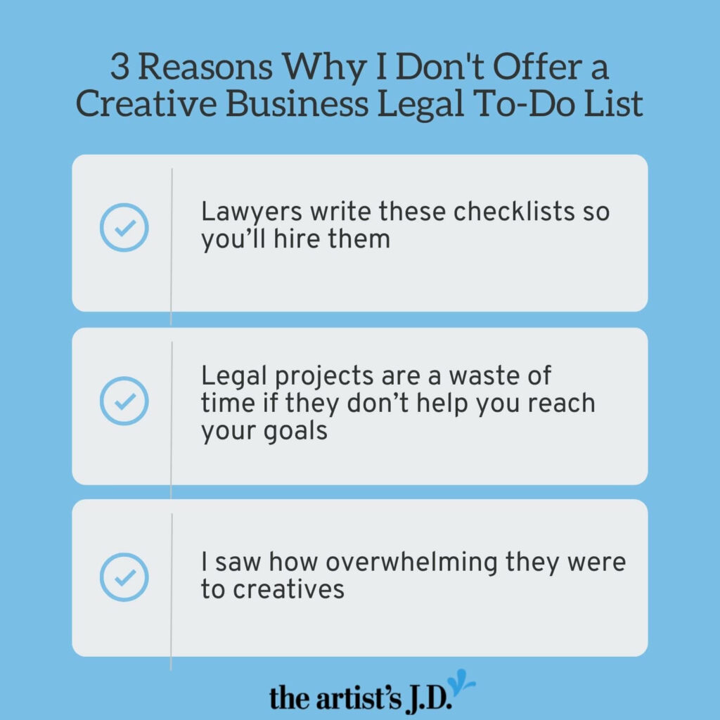 Why I don't offer a legal to-do list and what you should do instead